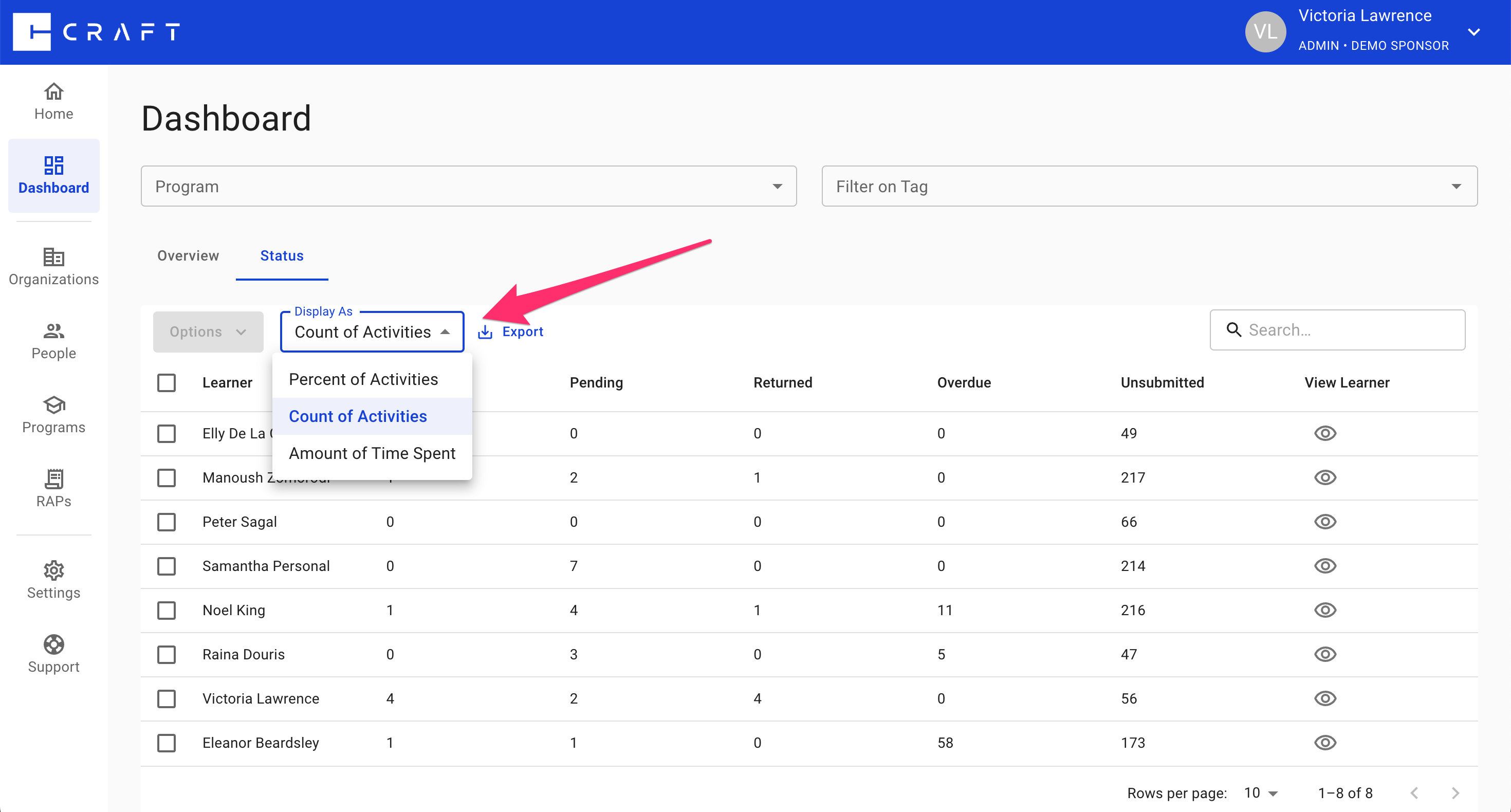 Sponsor Admin: Reports – Craft Education