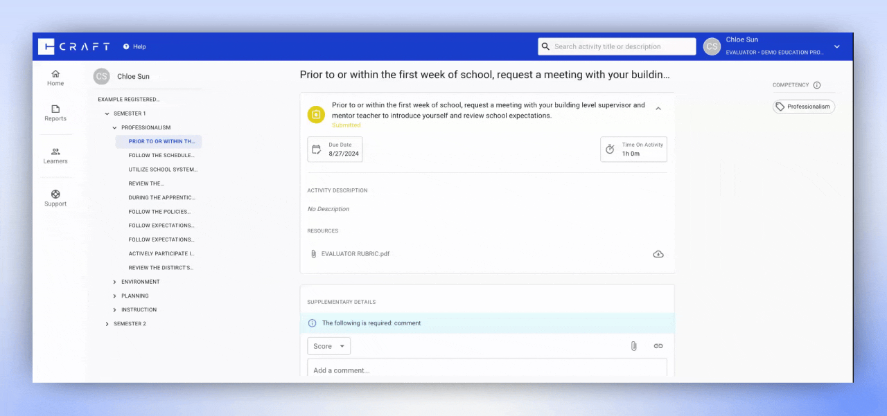 Evaluator: Understanding Activity Requirements – Craft Education