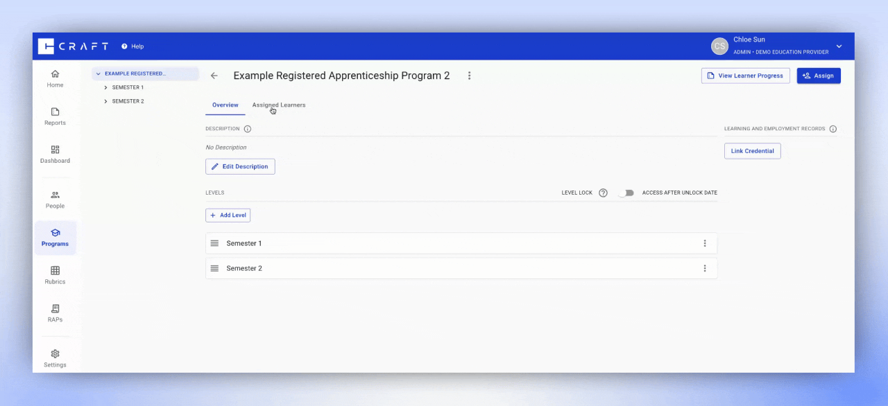 Manage Program Content – Craft Education Help Center