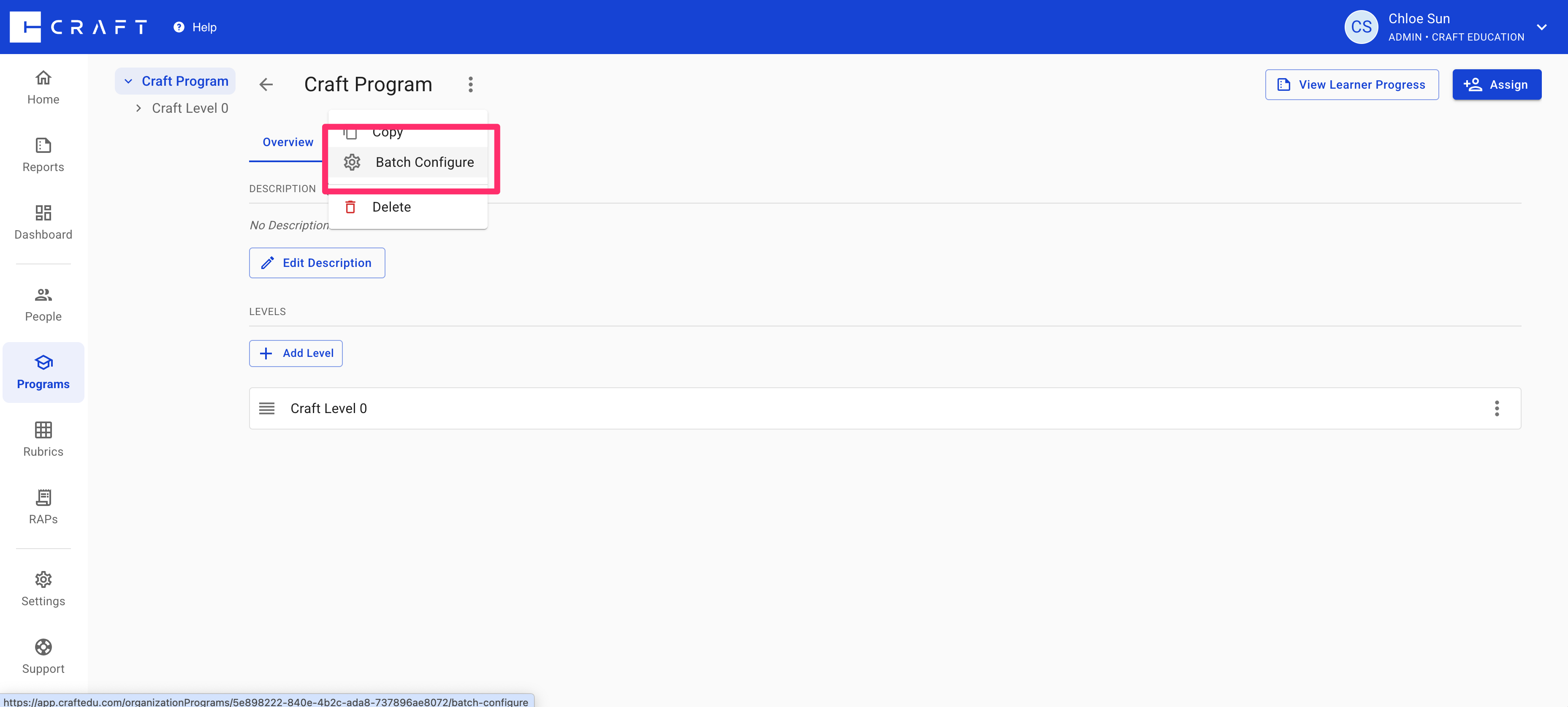 Admin: Batch Configure – Craft Education Help Center