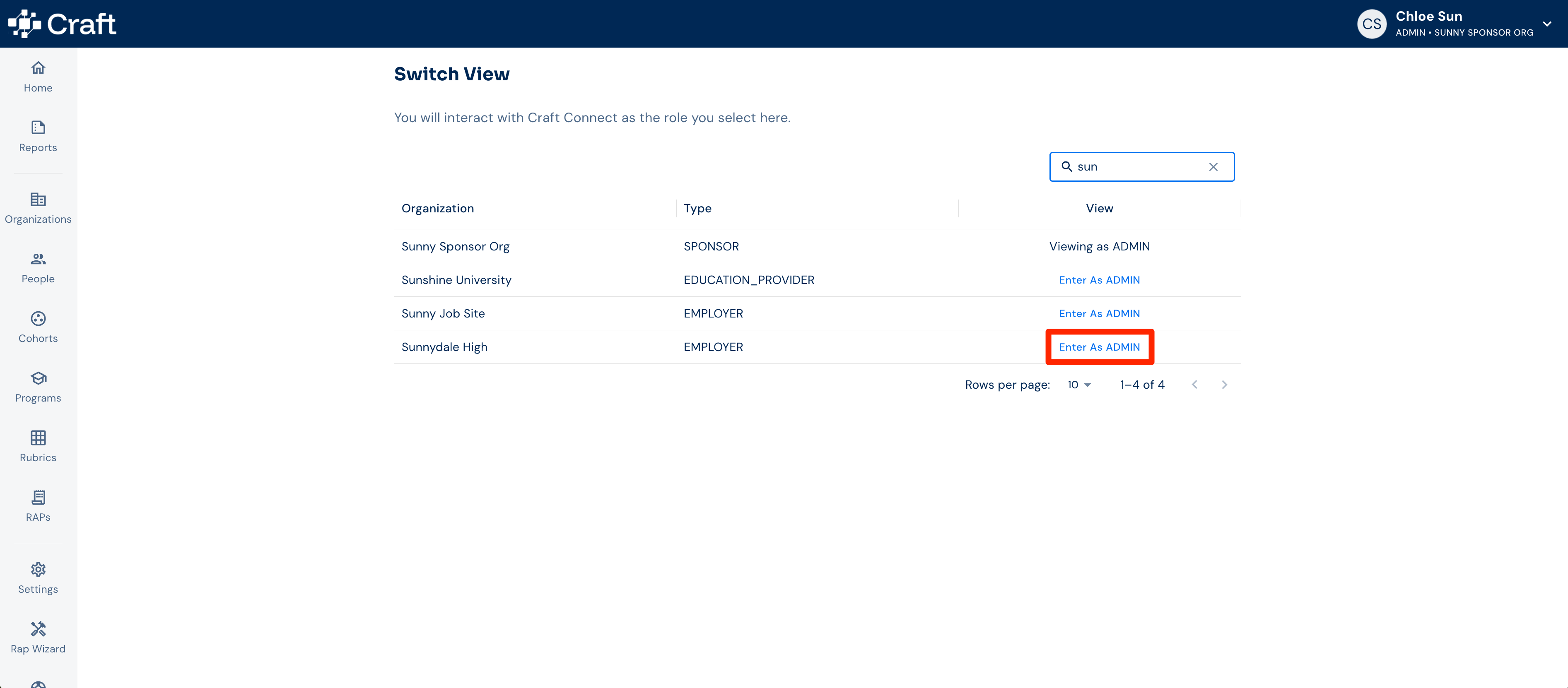 Changing User Views – Craft Education Help Center