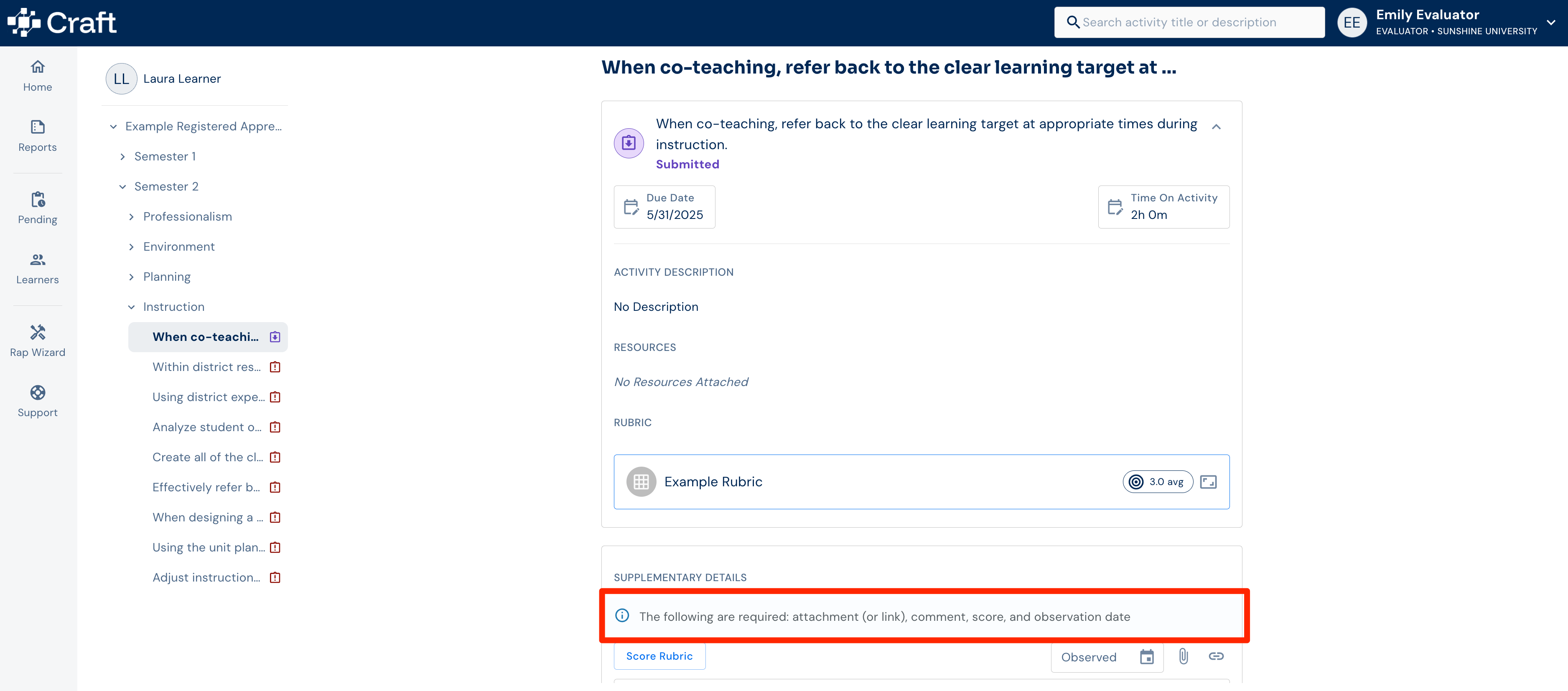 Evaluator: Understanding Activity Requirements – Craft Education Help ...