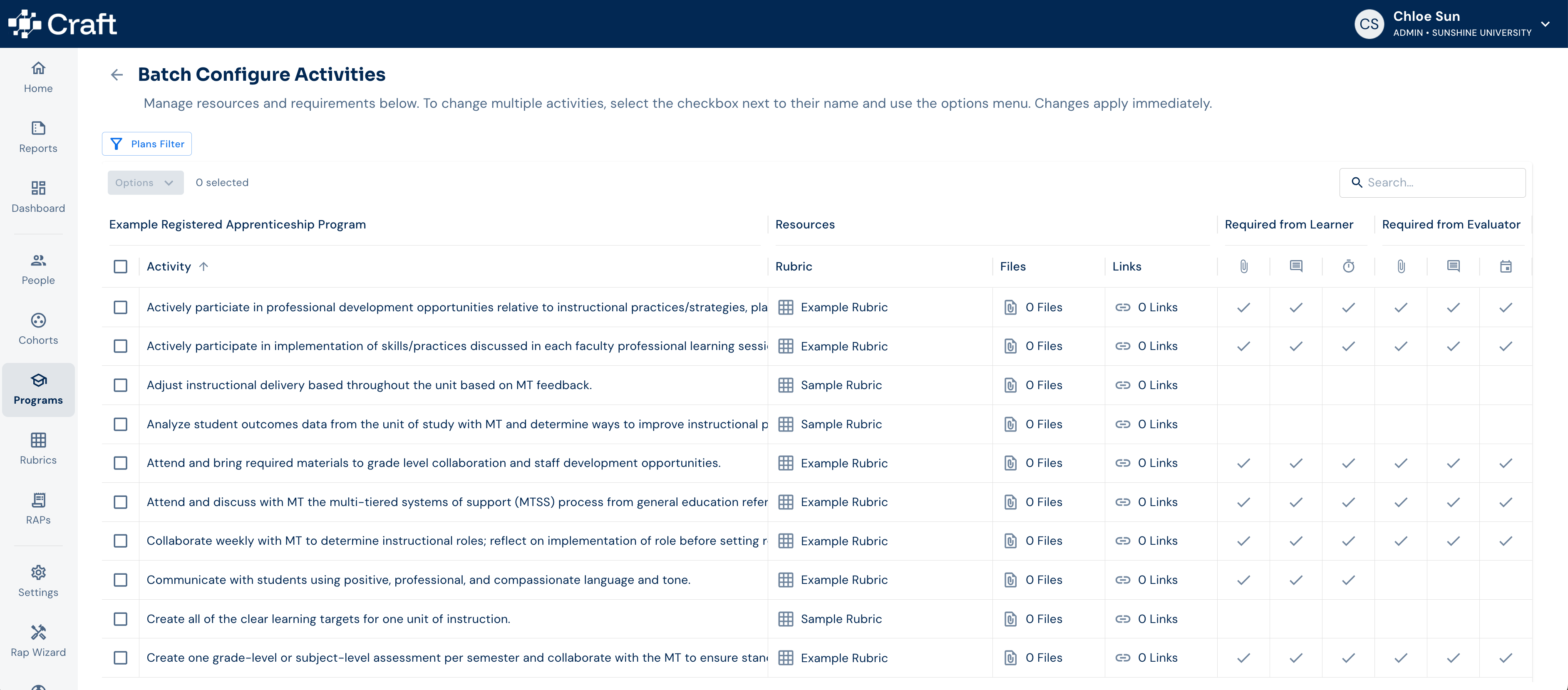 Setting Activity Requirements – Craft Education Help Center