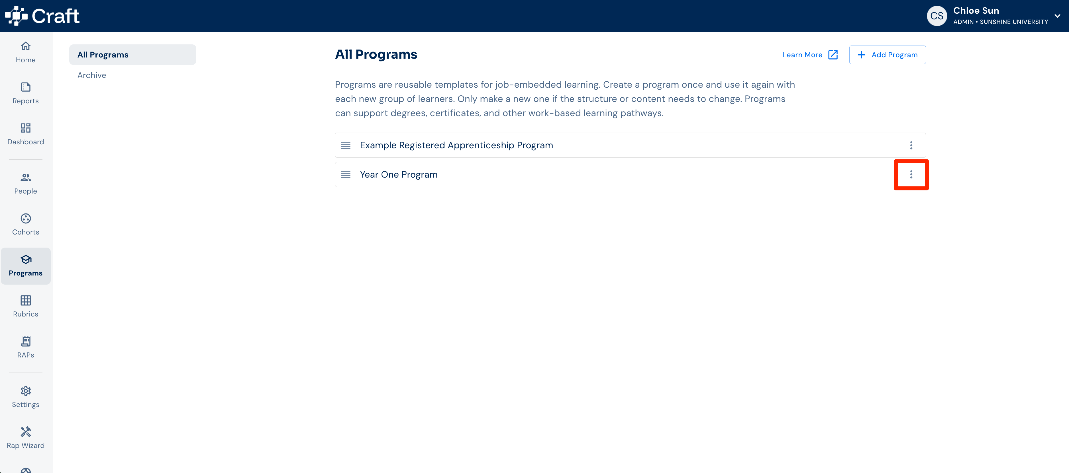 How to Archive a Program – Craft Education Help Center