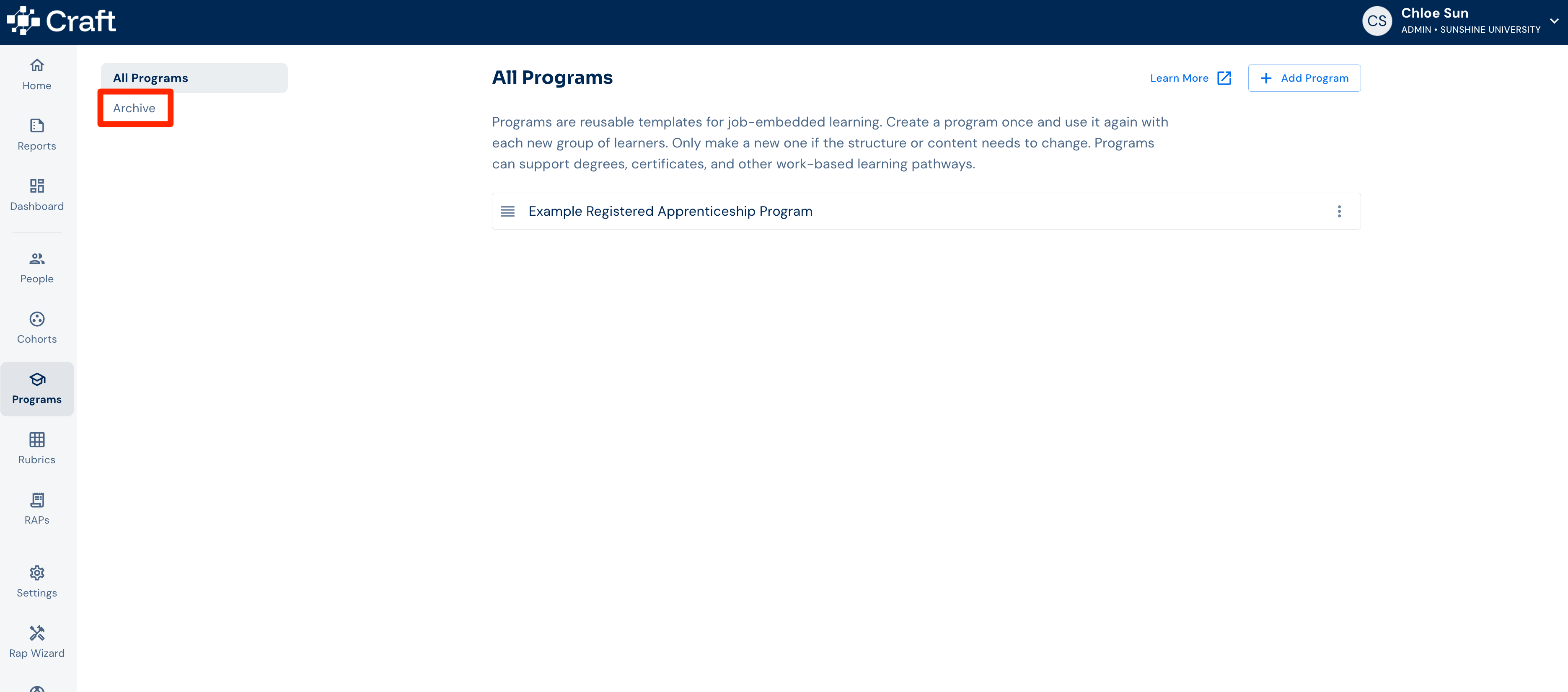 How to Archive a Program – Craft Education Help Center