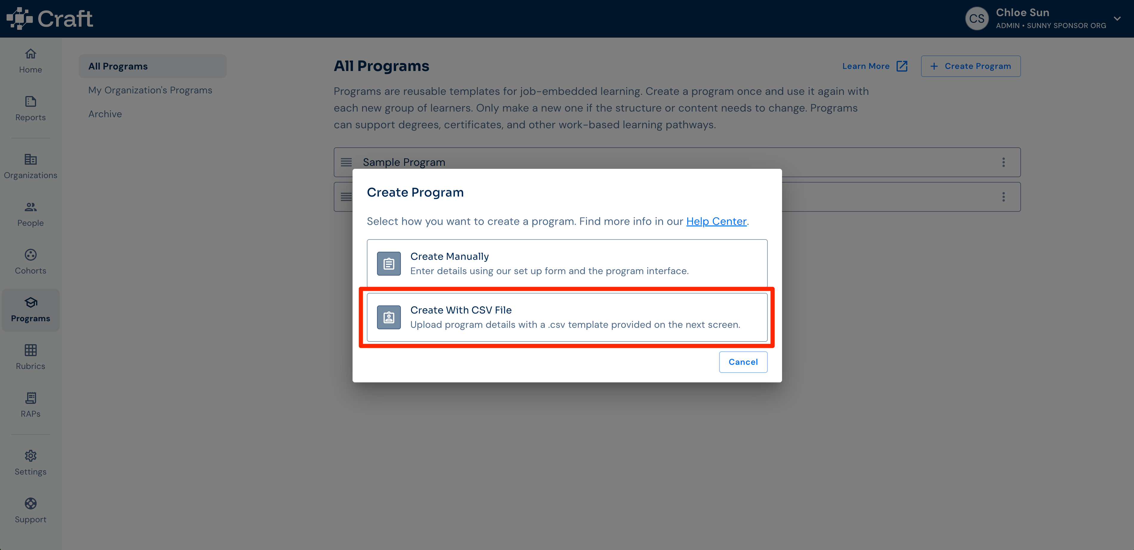 Create Program Content – Craft Education Help Center